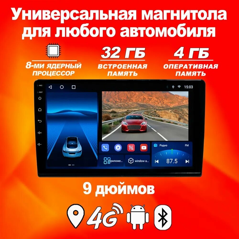 KNOW EASY-Магнитола 9 дюймов/ TS18Pro/ 4-32gb/ Штатная автомагнитола android/ 2 din/ головное устройство/ мультимедиа/ универсальная/ Андроид