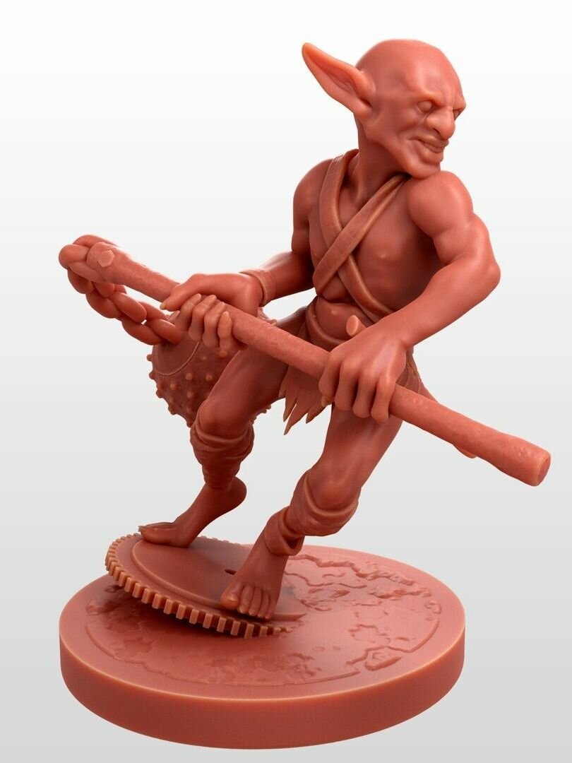 Фэнтези миниатюра гоблин берсеркер (гоблин с булавой) игровая фигурка для раскрашивания (высота 35мм) база 26мм
