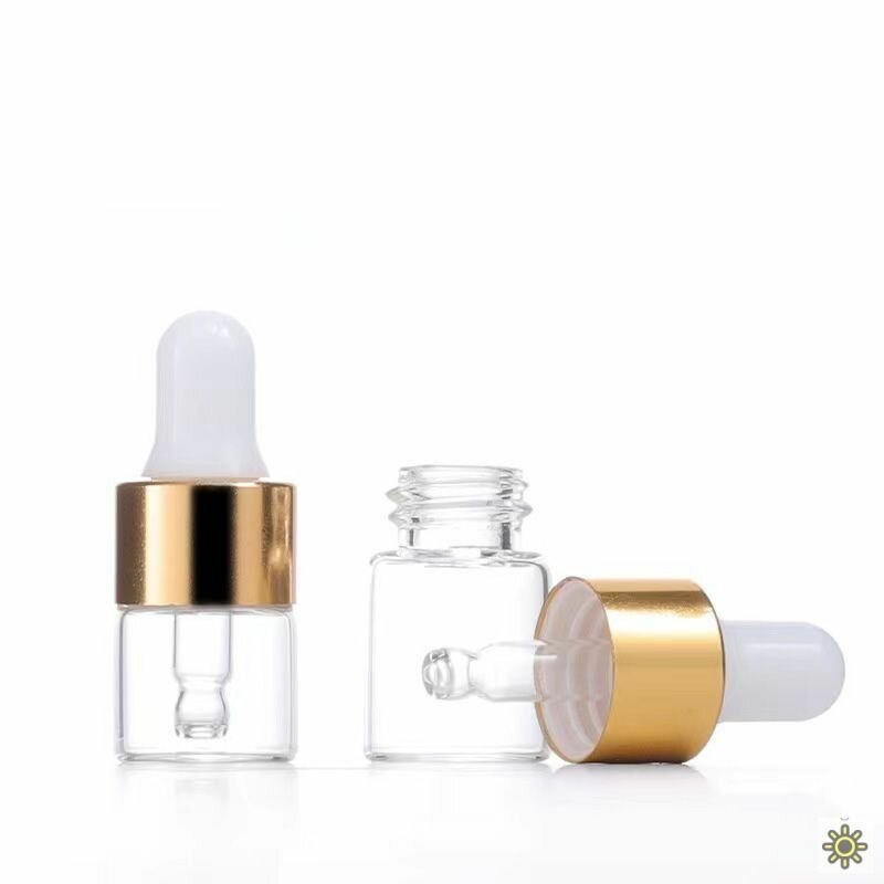 Флакон 1мл стеклянный с крышкой с пипеткой. Набор 50 штуки.