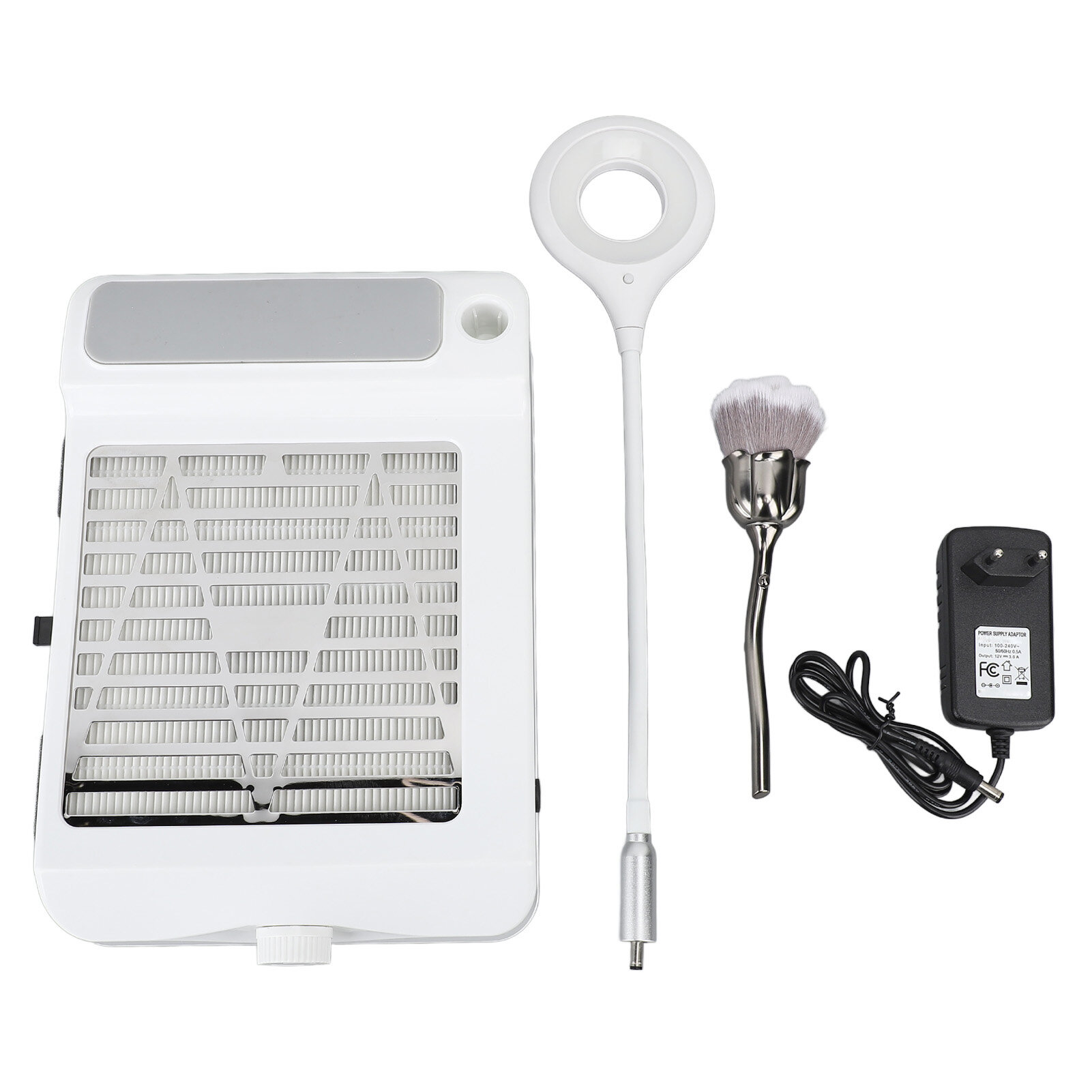 60W 3 in 1 Nail Vacuum Cleaner Fan With Hand Pillow LED Lamp Speed Adjustable Strong Suction Dust Collector Extractor 100 240V EU Plug