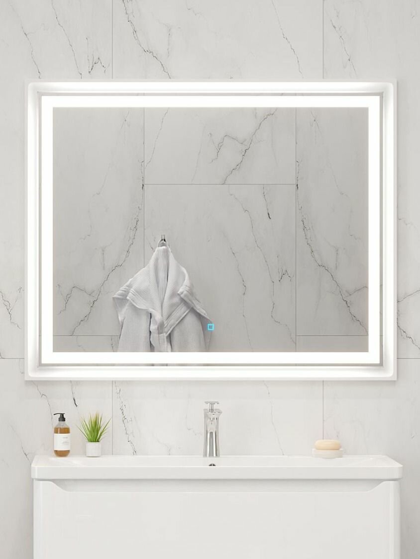 Зеркало настенное 1000х800 Каталина. Зеркало для ванной комнаты, влагостойкое, с подсветкой