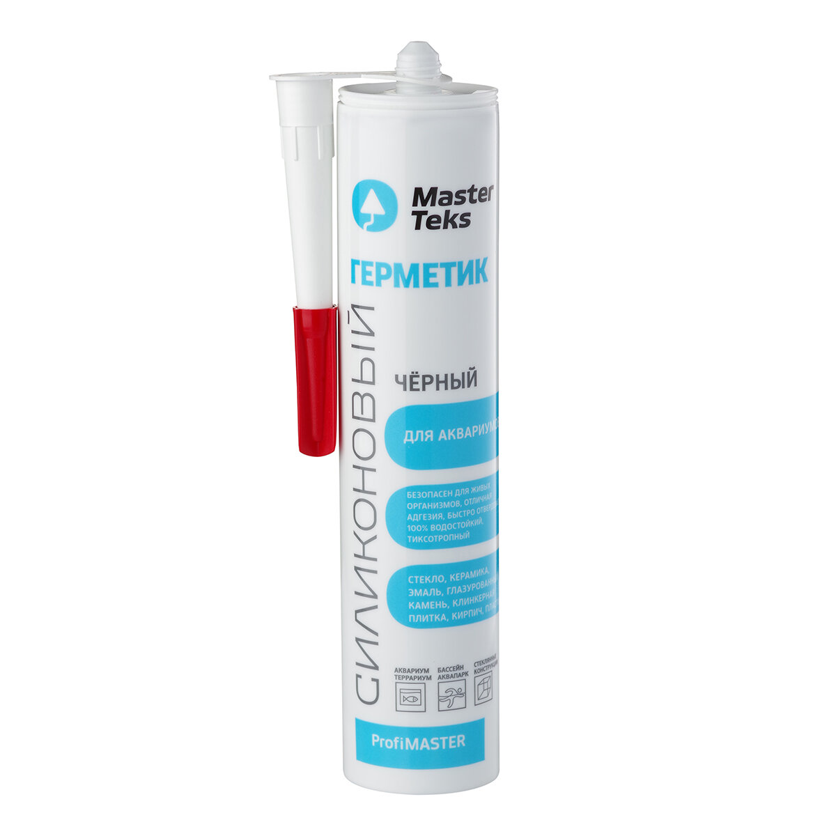 Силиконовый герметик для аквариумов и стекла MasterTeks Profimaster, 290 мл, черный