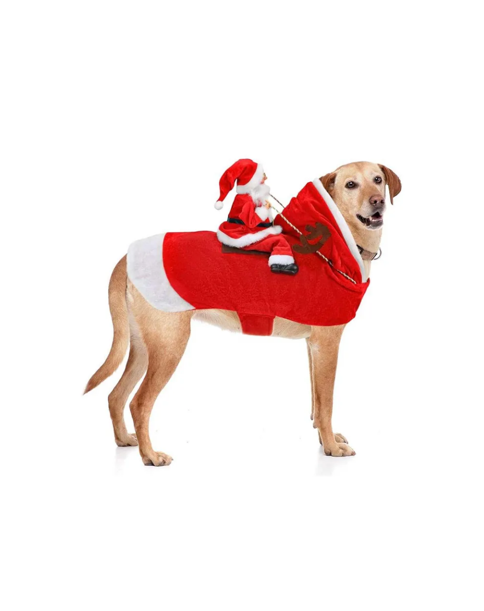 Костюм для домашних животных, рождественский костюм для домашних собак, красный,(длина по спине 66, обхват груди 85-100)