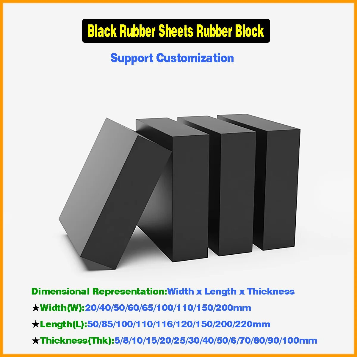 Черные резиновые листы для демпфирования 50X50X15mm 1pcs