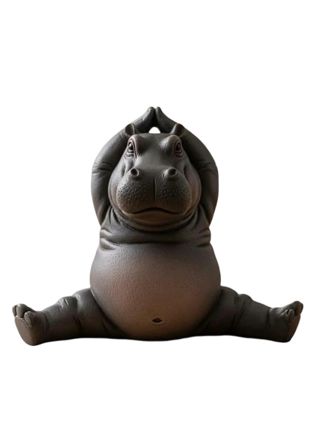Художественная Пластиковая статуя в виде Неуклюжего Бегемота для домашних Медитаций Угловые Декоры