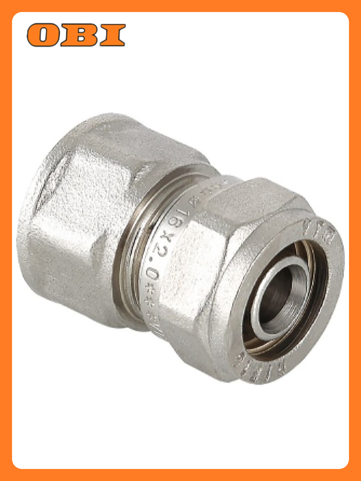 Соединитель VALTEC VTm.302. N, латунь, никелированный, обжимное соединение, 1/2", 16мм