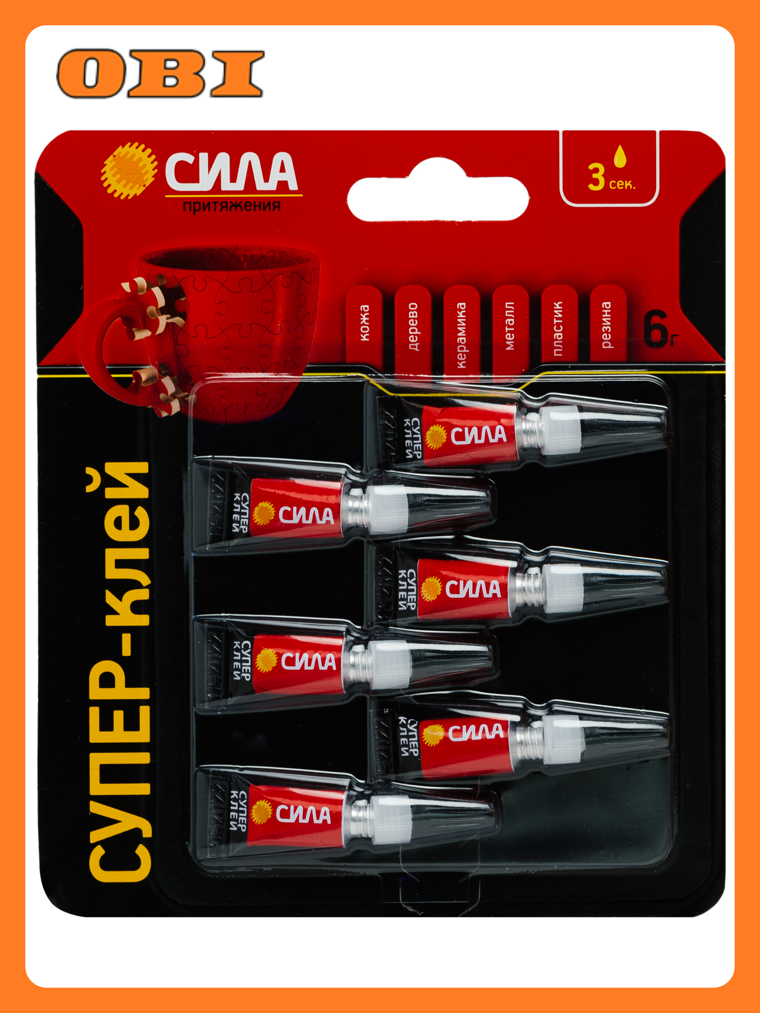 Клей сверхпрочный Сила SBL1-6, 1 гр 6 шт