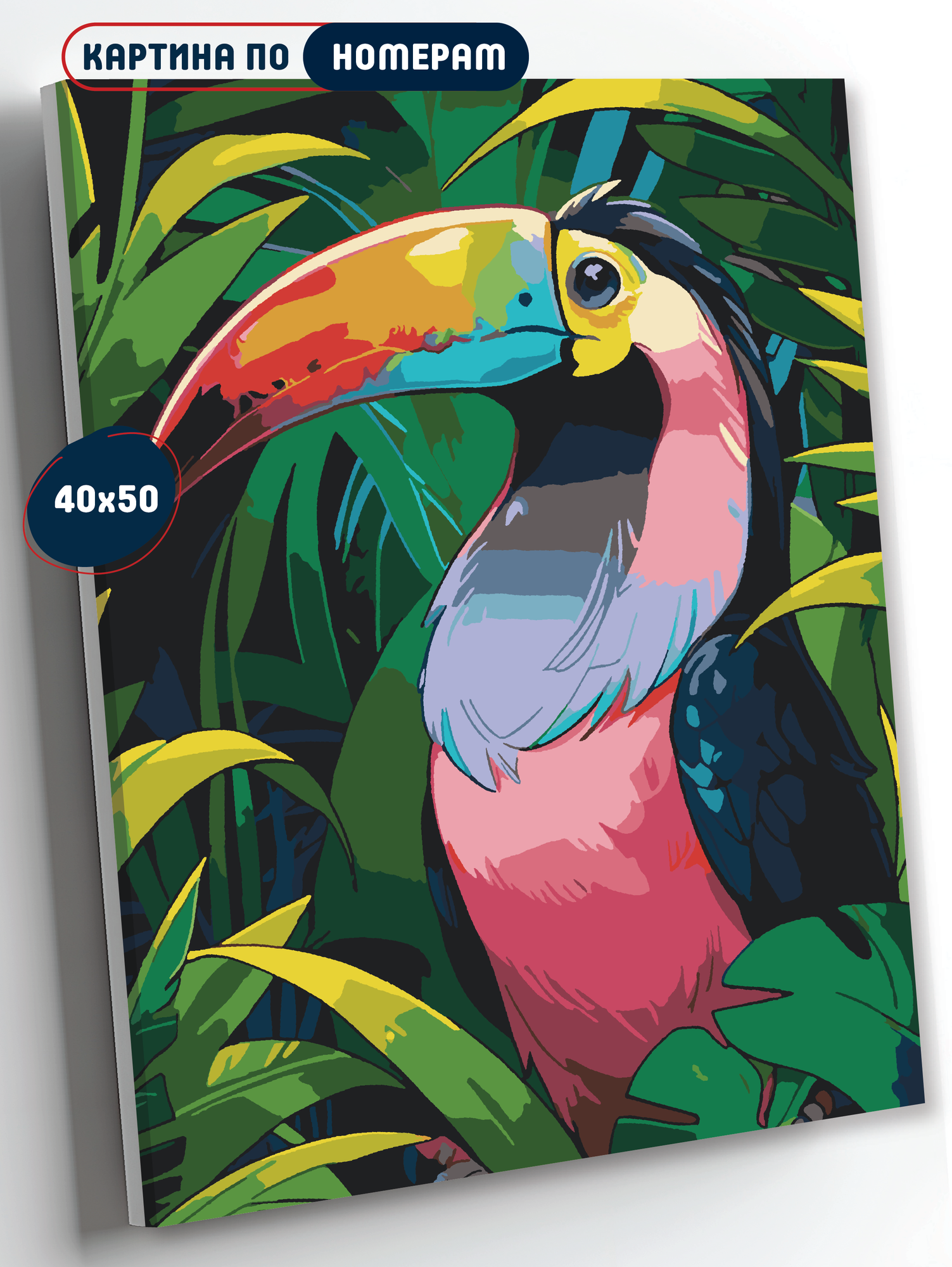 Картина по номерам "Тукан №1" Холст на подрамнике 40х50, набор для рисования