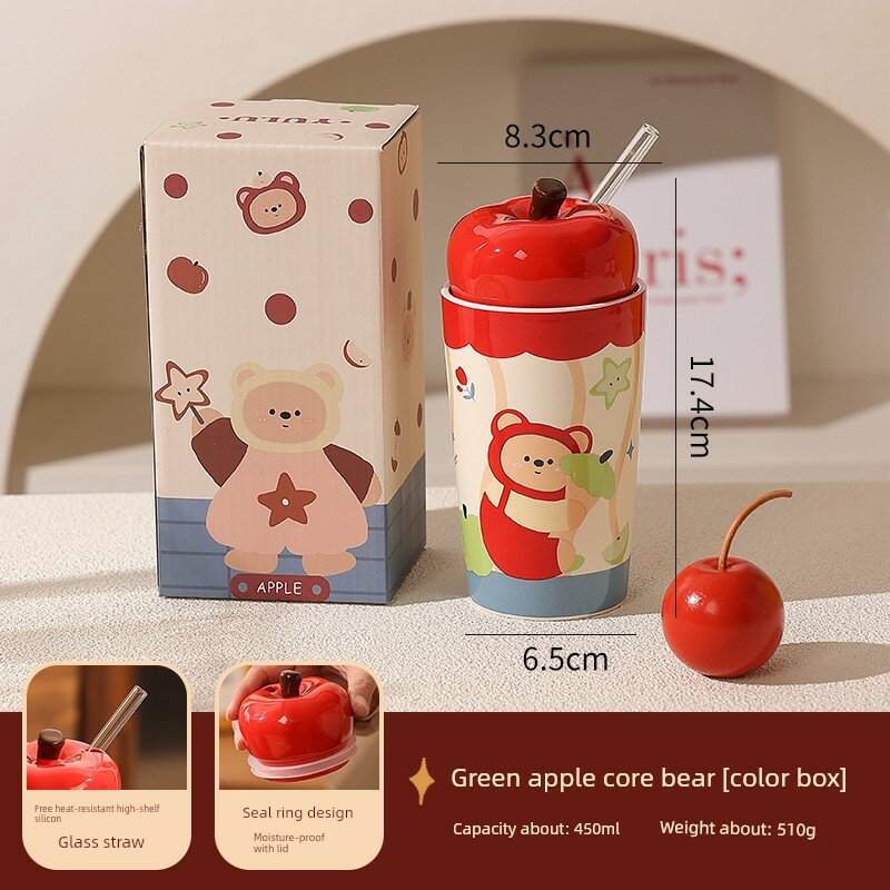 Чашка из красного яблока, красивая кружка, керамическая чашка с крышкой, красивая чашка для питья, подарок девушке,