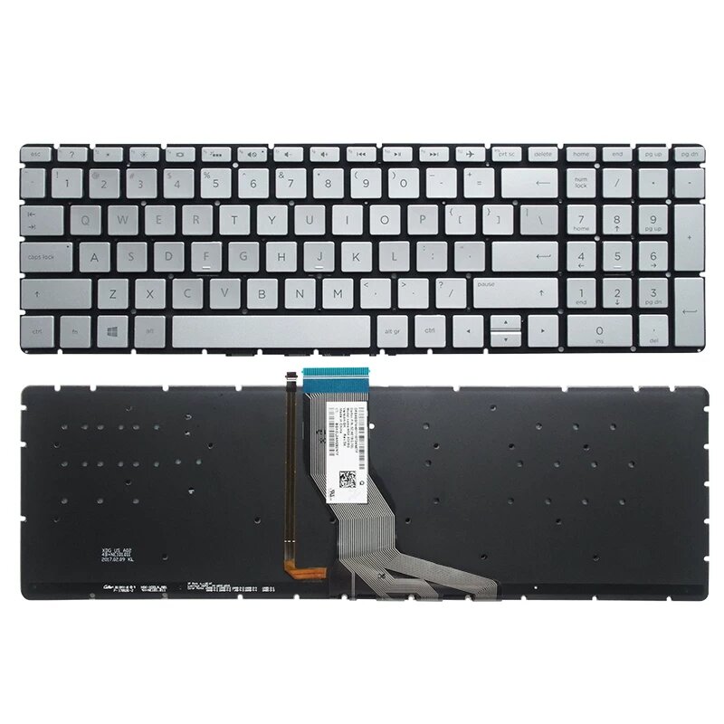 Подходит для клавиатуры HP 15-BS TPN-C129 C130 Q192 Q193 Q191 Q222 Q230 Q201 (Аутентичная модель) (Серебристый/с