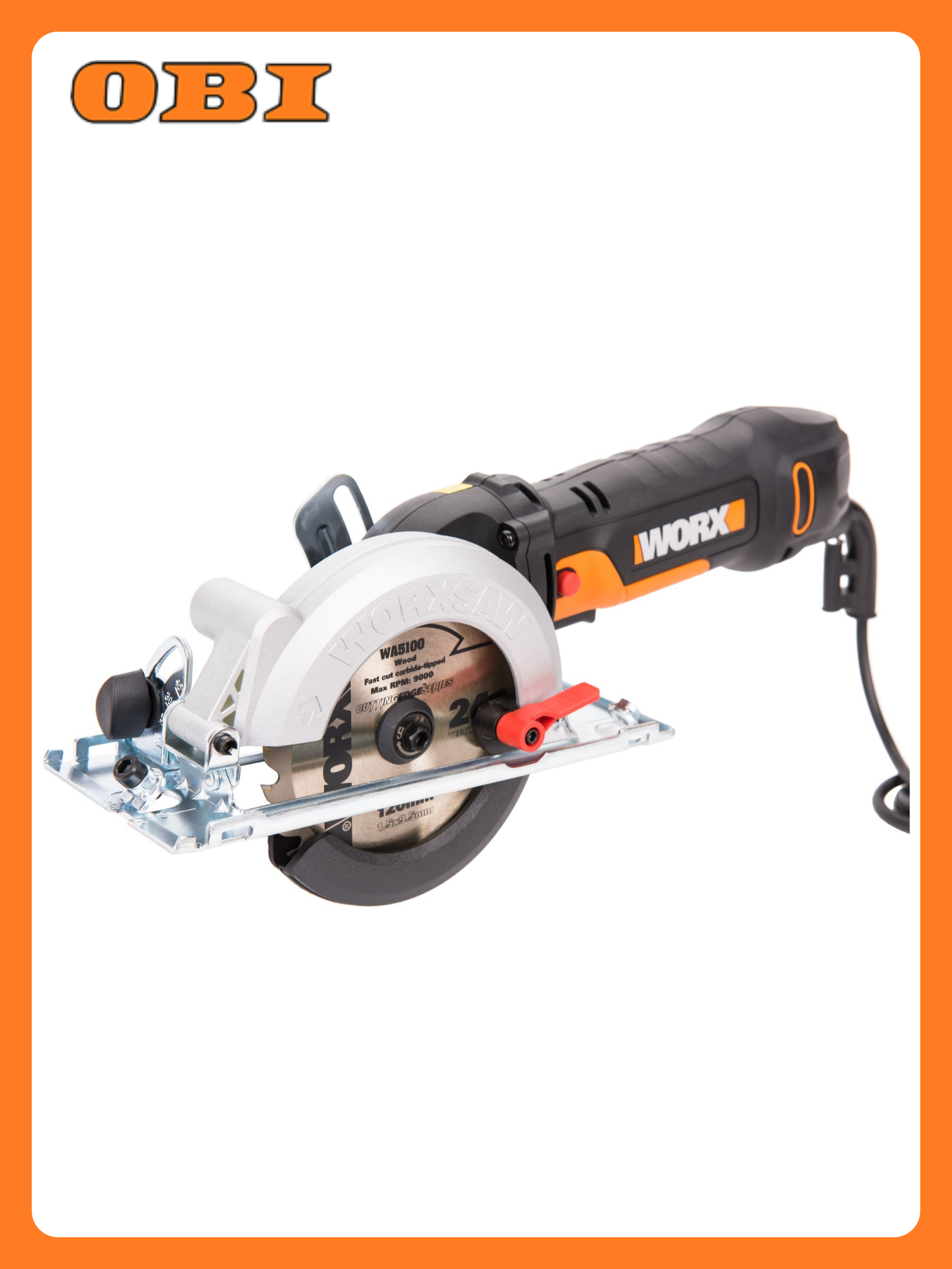 Циркулярная пила Worx WX439, плавный пуск, блокировка шпинделя, регулировка угла скоса