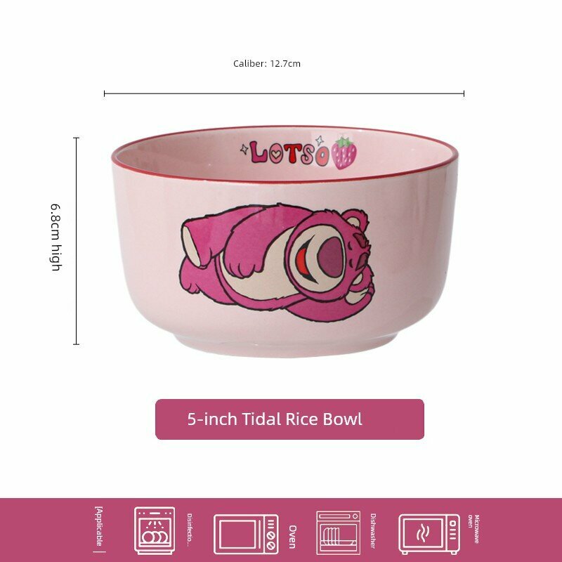 Набор посуды Disney с персонажем Лотсо: милые керамические тарелки, миски для риса, супа и лапши. Клубничный мишка -