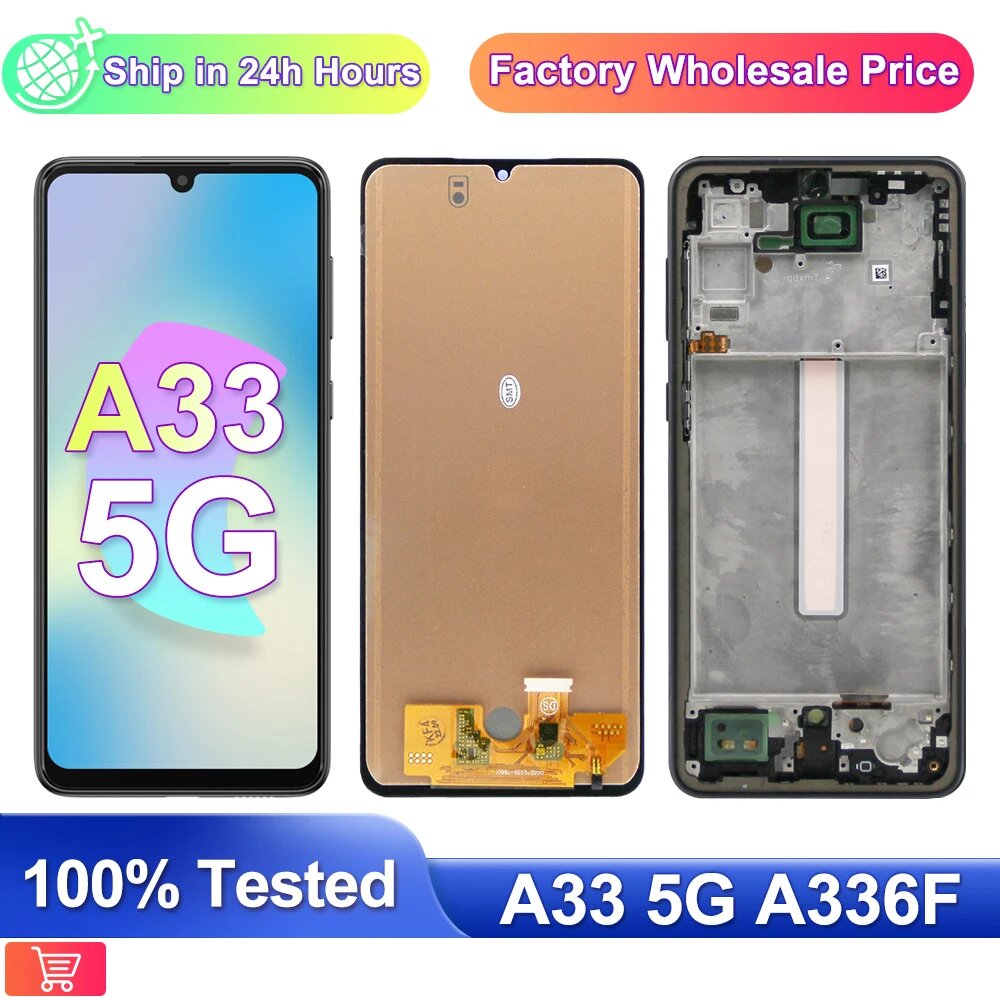 100% протестированный для Samsung Galaxy A33 5G LCD дисплей A336 A336F A336B SM-A336B Black No Frame