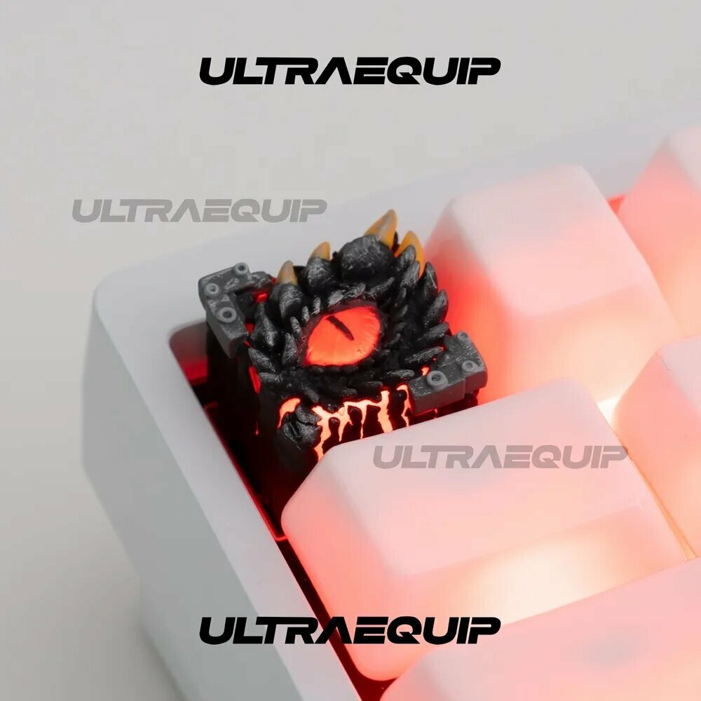 Кейкапы для механической клавиатуры Колпачки Artisan Клавиша "Dragon Eyes": 1U ESC, смола, ручная работа, черно-серая, подсветка, для MX Switch