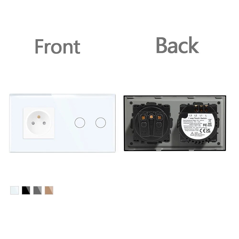 Розетка TAWOIA с сенсорным выключателем TS 2G1W-1 socket, черный