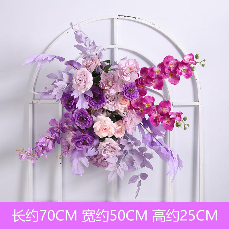 Фиолетовая напольная цветочная композиция для свадьбы, свадебные декоративные цветы, искусственный букет цветов, искусственные цветы для сцены, подиума и прохода, подвесные цветы, цветы в горшках.