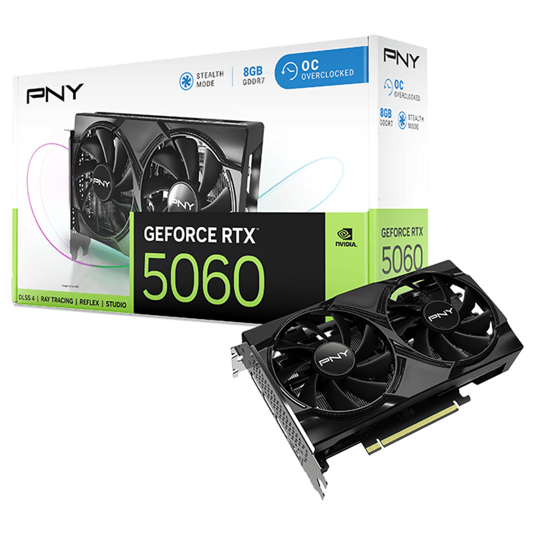 Видеокарта GeForce RTX5060 8Gb PNY Dual Fan OC, 2535/28000 128bit GDDR7 HDMI 3xDP