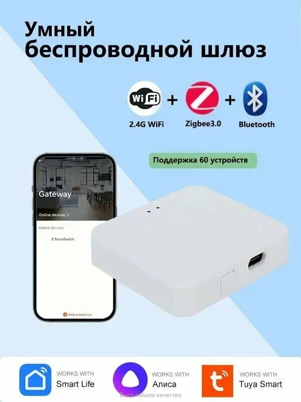 Умный беспроводной шлюз Zigbee 3.0 + Bluetooth Tuya MINI Smart life беспроводной хаб WIFI для умного дома