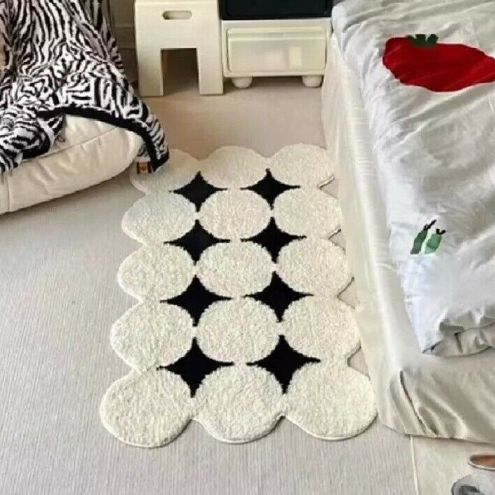 Толстый флокированный ковер в скандинавском минималистском стиле для домашнего использования в гостиной, спальне, прикроватной тумбочке, ковер с длинным ворсом неправильной формы, противоскользящий ковер для кабинета.