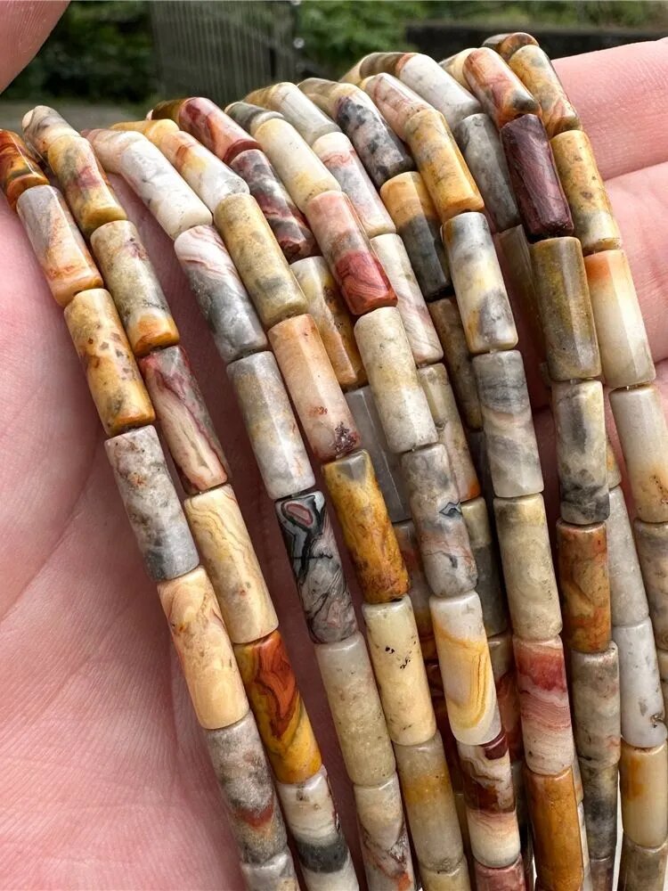 Цилиндрические бусины из натурального камня, трубчатые бусины размером 4х13 мм