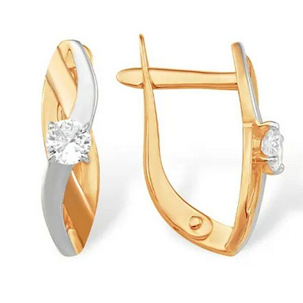 Серьги, красное золото, 585 проба, фианит