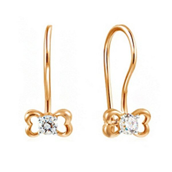 Серьги, красное золото, 585 проба, фианит