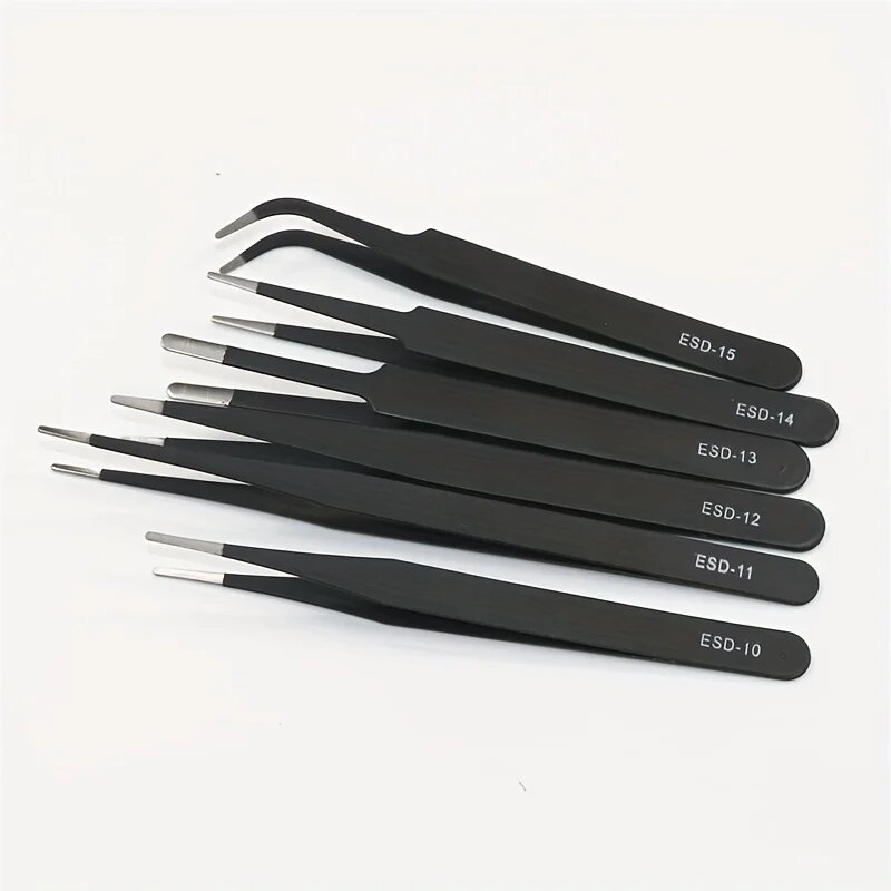 Антистатические пинцеты 6 шт. Black 1set