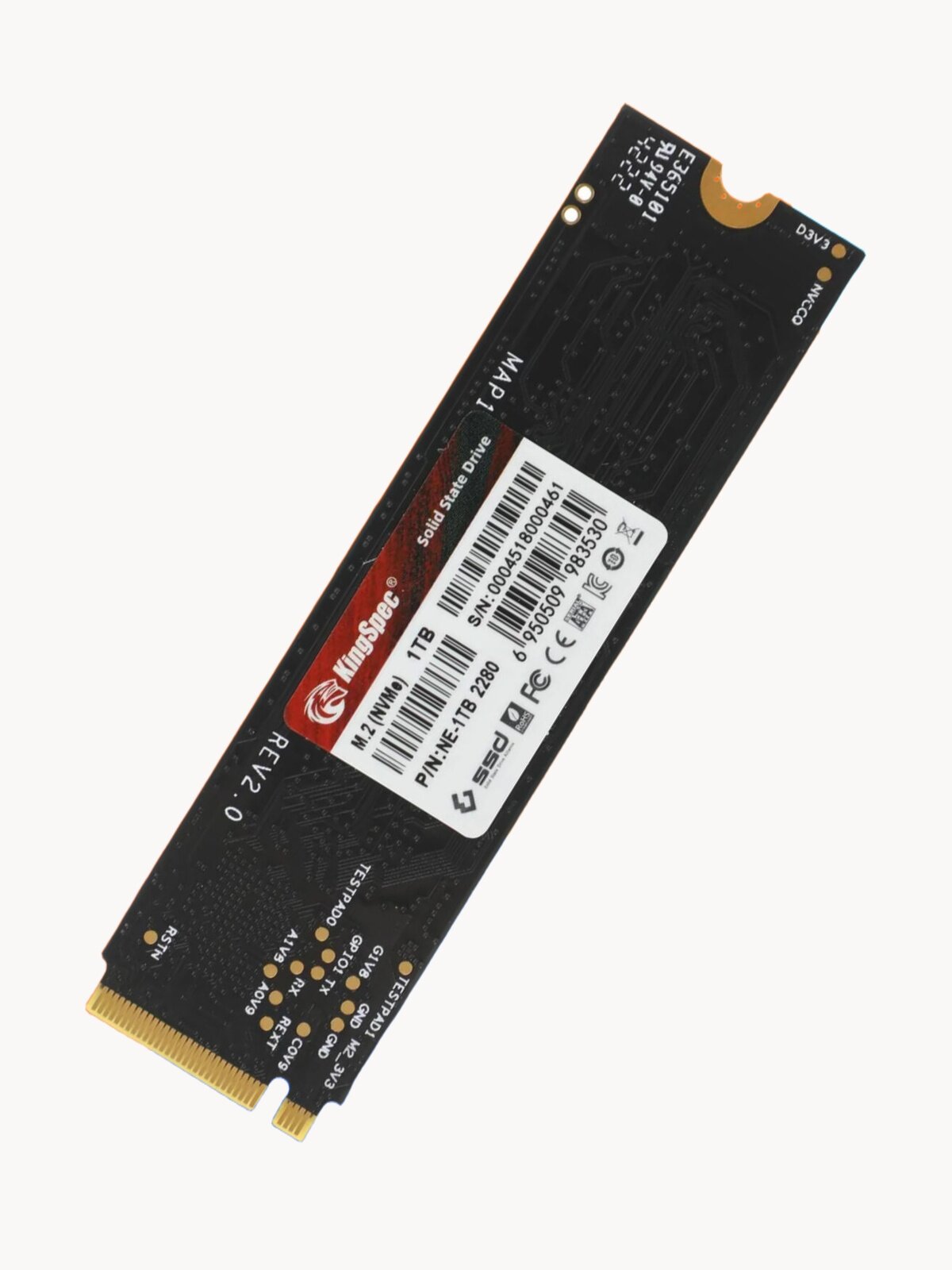 SSD накопитель KINGSPEC NE-1TB 1ТБ, M.2 2280, PCIe 3.0 x4, NVMe, M.2