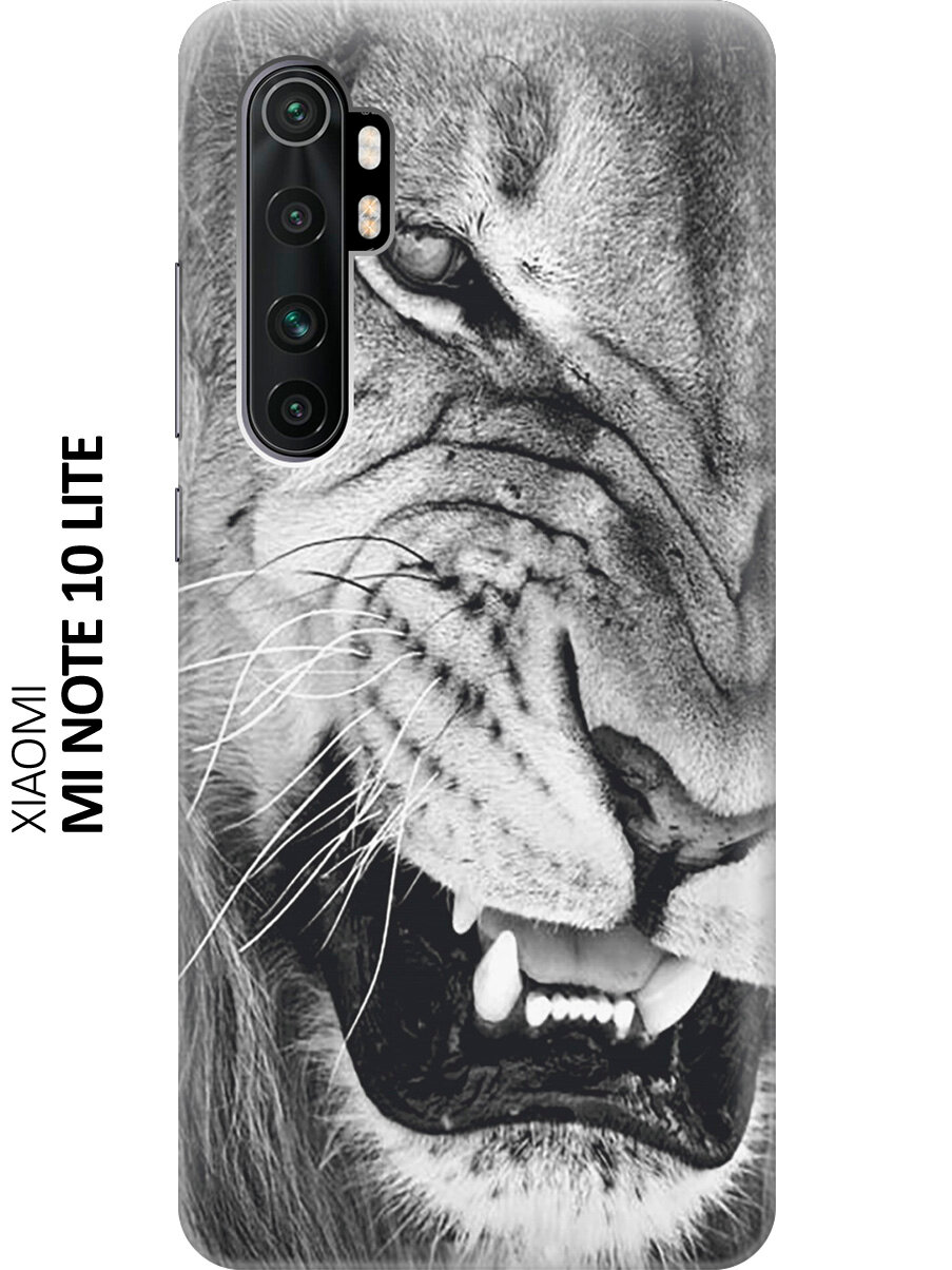 Силиконовый чехол на Xiaomi Mi Note 10 Lite / Сяоми Ми Ноут 10 Лайт с принтом "Скалящийся лев"