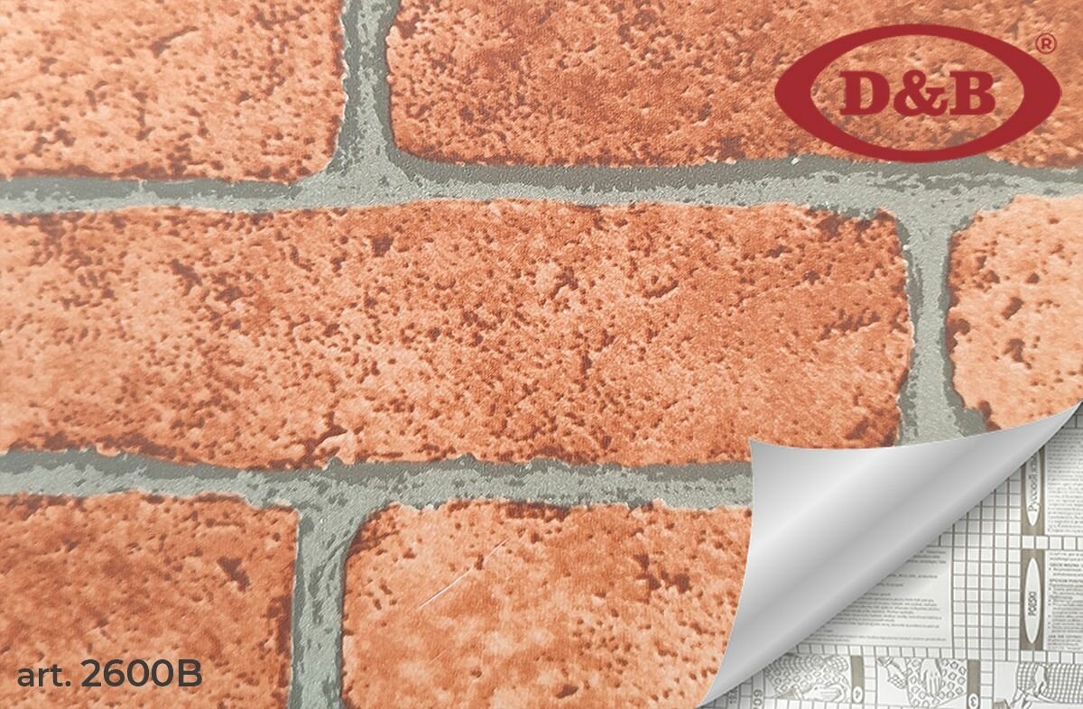 Пленка самоклейка 45смх 8м D&B кирпичи "Рыжие" 2600В