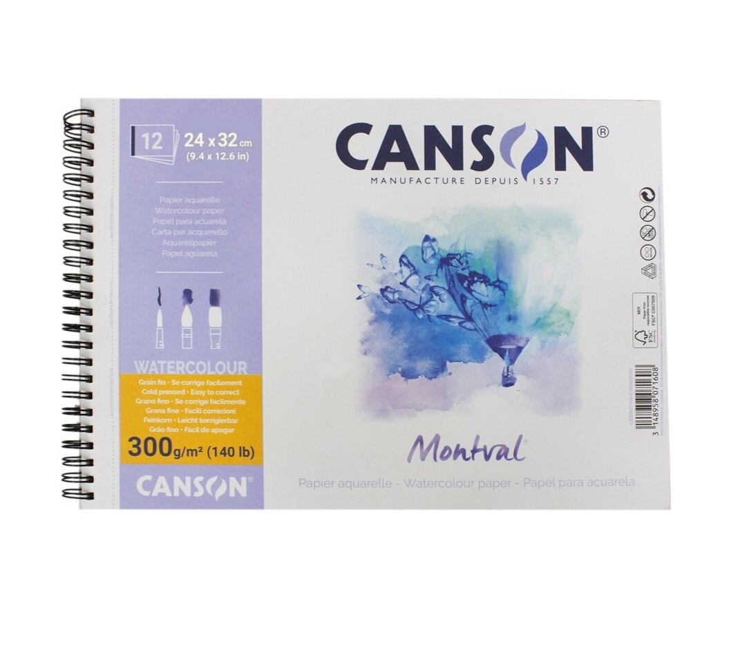 Canson Альбом для акварели Монваль 300гр/м, Фин, 24х32см, 12л