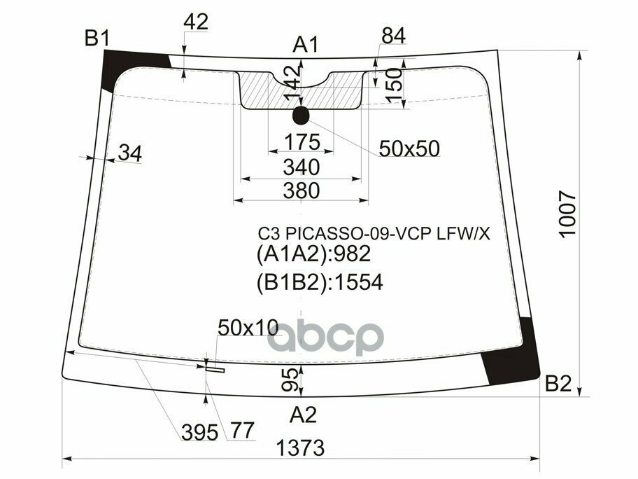Стекло лобовое Citroen C3 Picasso 09-16 XYG арт. C3 PICASSO-09-VCP LFW/X