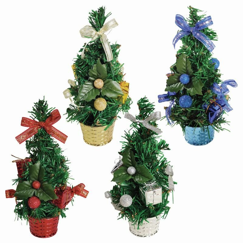 Ель искусственная новогодняя декоративная золотая сказка 20 см, ПВХ, цвет украшений ассорти