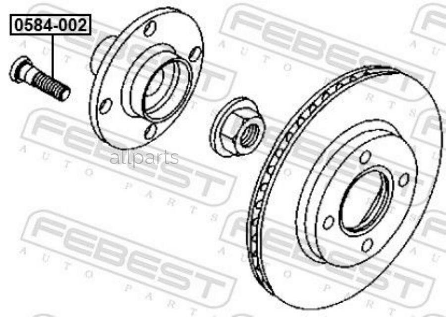 FEBEST 0584-002 Шпилька колесная MAZDA 2 2007-2011