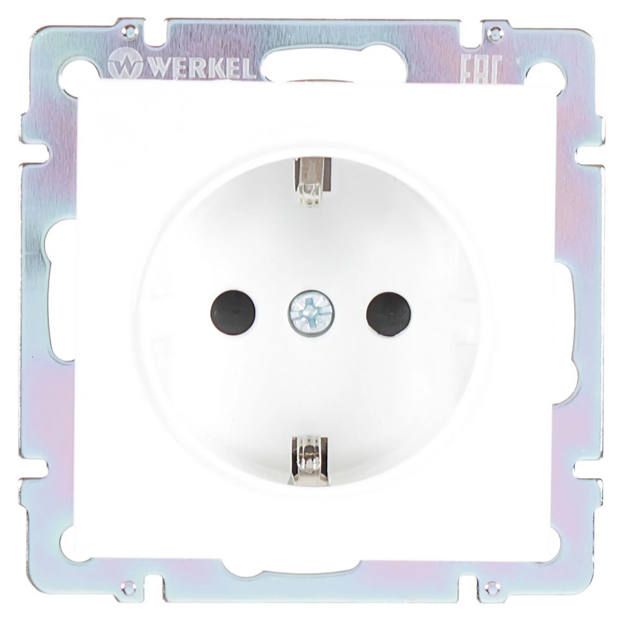 Werkel встраиваемая розетка с заземлением и со шторками, белый матовый цвет, в стене