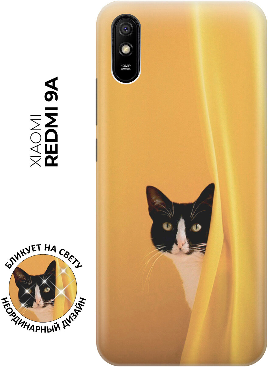 Силиконовый чехол на Xiaomi Redmi 9A / Сяоми Редми 9А с рисунком "Выглядывающий котик"