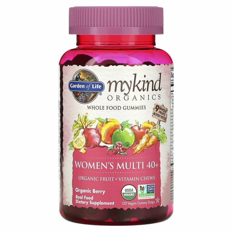 Мультивитамины Garden of Life "MyKind Organics", для женщин, 40+ лет, без сахара, 120 шт
