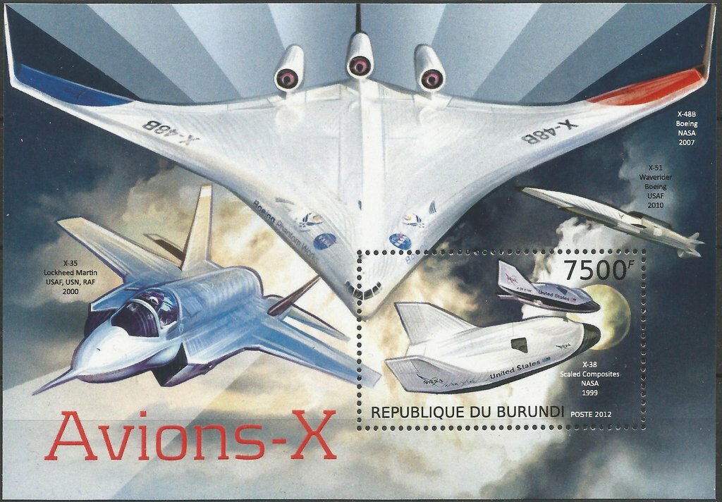 Почтовые марки Бурунди 2012г. "Самолет Икс" Самолеты MNH