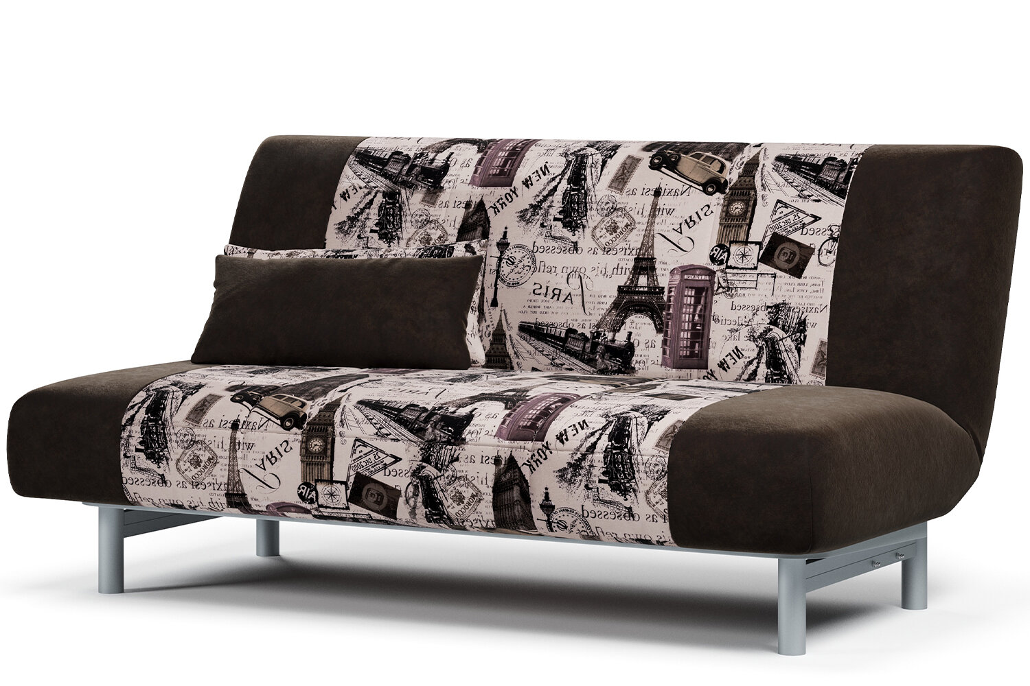 Диван-финка Novelti Forest City Prints Paris 3-24 (195х100х93, СМ 138х195), раскладной, 3 положения, металлокаркас, ППУ+латы