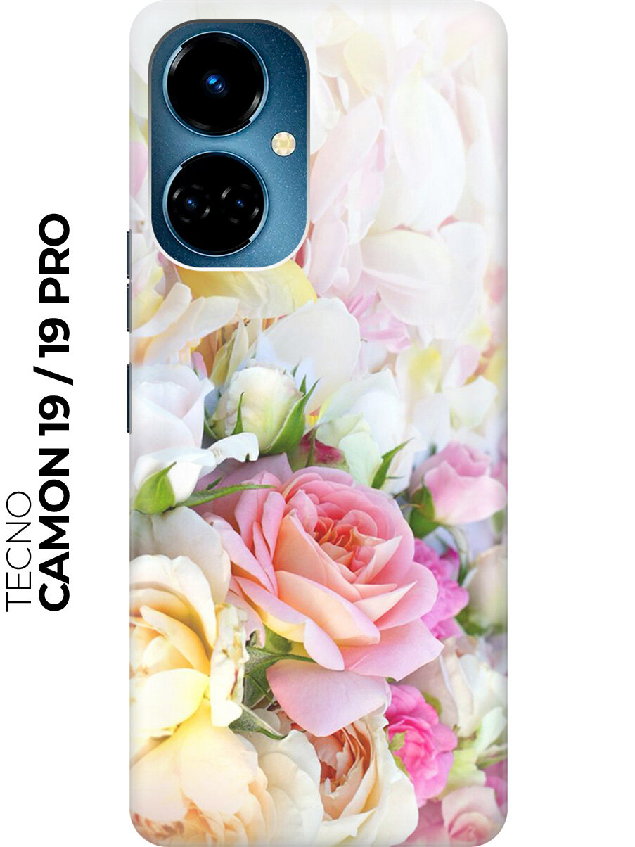 Силиконовый чехол на Tecno Camon 19 / 19 Pro / Техно Камон 19 / 19 Про с рисунком "Нежные розы"