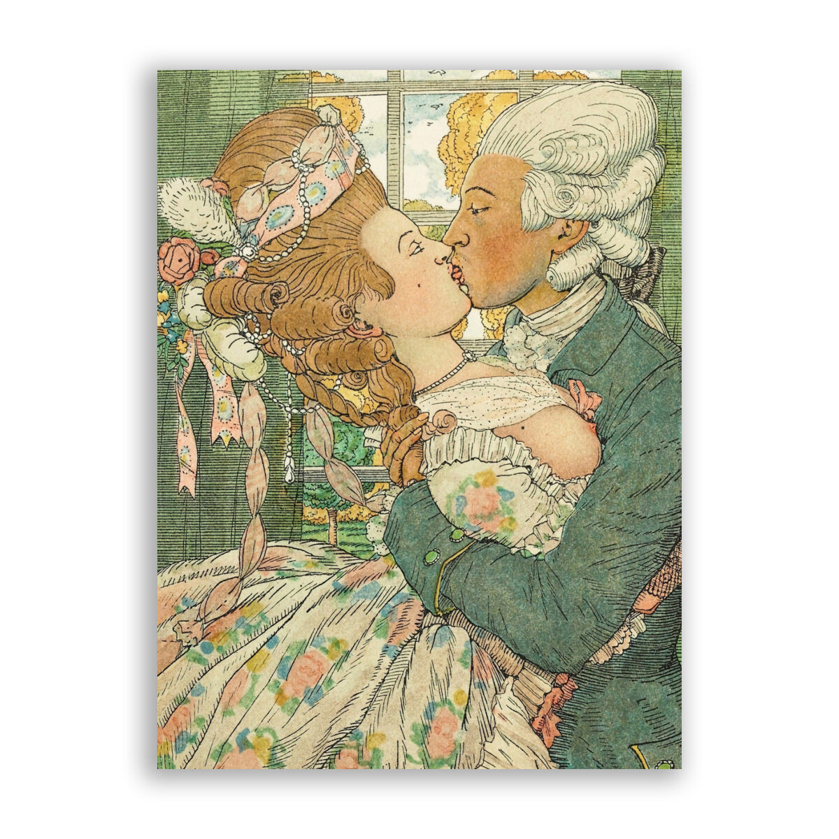 Картина на холсте, репродукция / Константин Сомов - Поцелуй / Размер 30 x 40 см