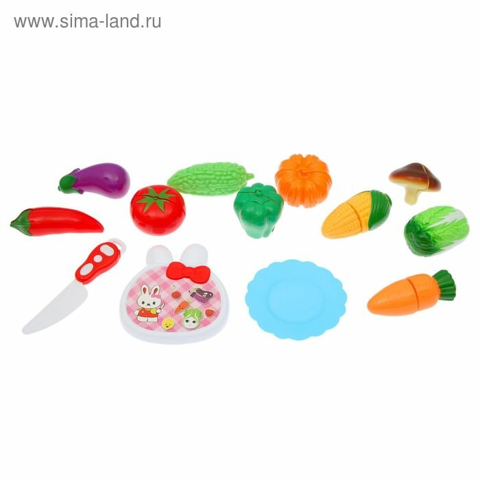 Набор продуктов для нарезки на липучках Фрукты-овощи, 13 предметов, микс