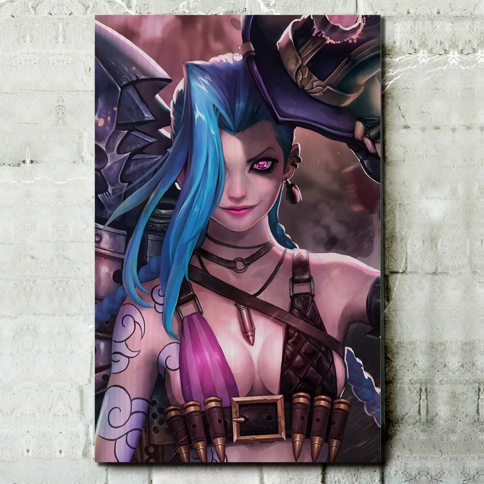 Картина интерьерная на дереве игра LOL (League of Legends, Jinx, Джинкс, PC, XBOX, SWITCH, PS) - 13573 В