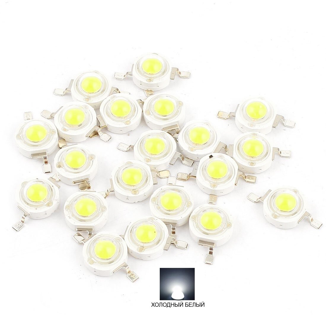 Светодиод модуль 1Вт холодный белый 20шт
