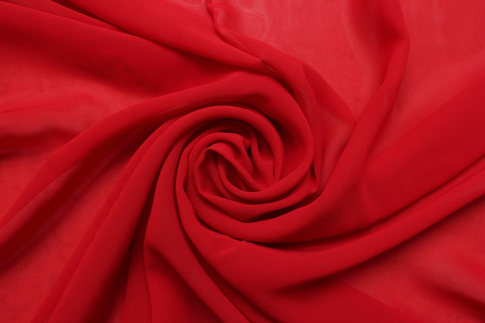Ткань Шифон-вискозный, ярко-красный, ш132см, 0,5 м