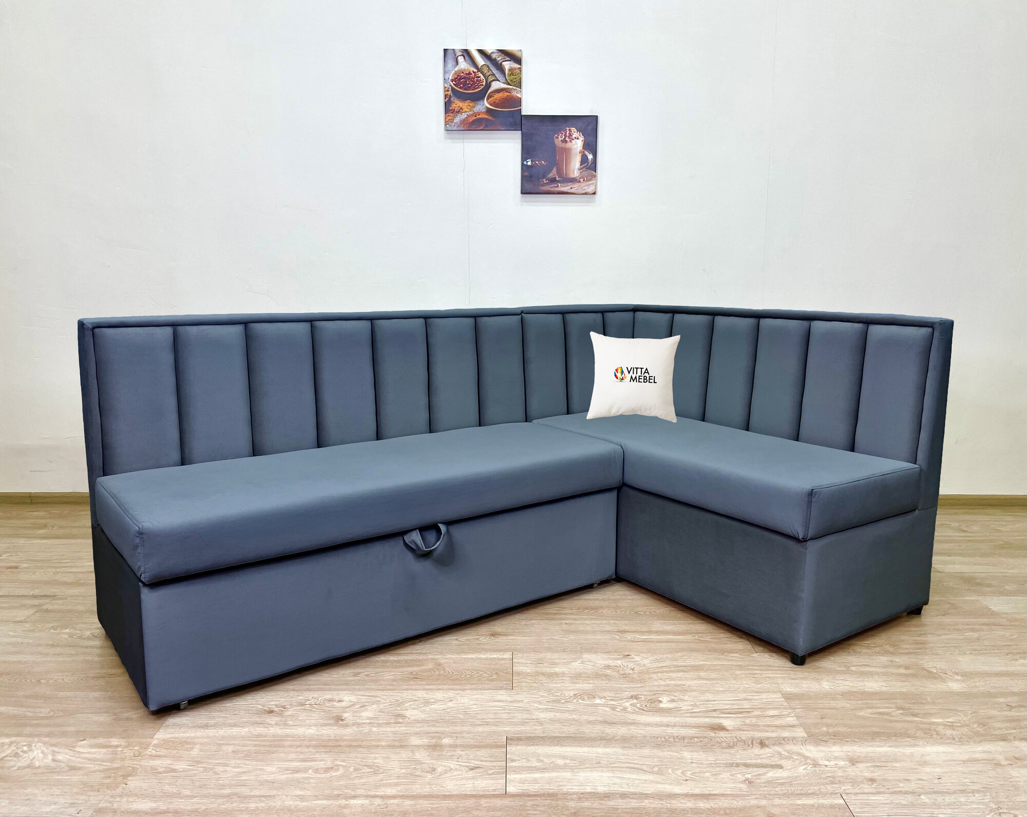 Кухонный уголок Santorini угол правый, темно-лазурный