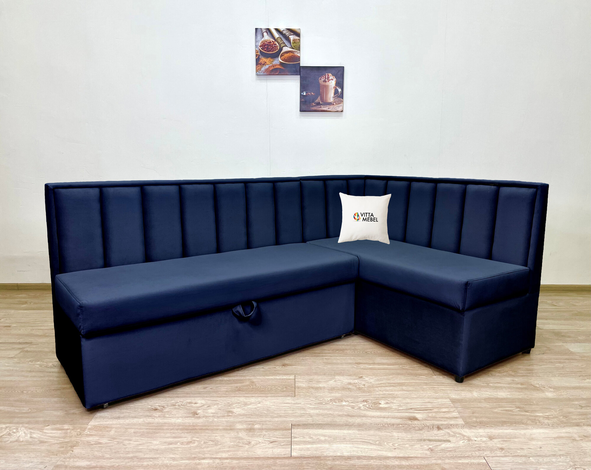 Кухонный уголок Santorini угол правый, темно-синий