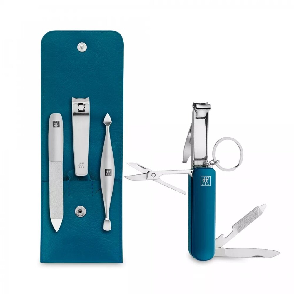 Маникюрный набор Twinox, 3 пр. и мультитул-брелок, бирюзовый