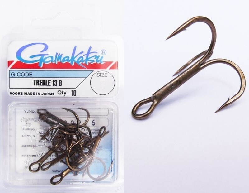 Крючок тройник рыболовный Gamakatsu TREBLE 13 №08 ( упк. по 10шт.)