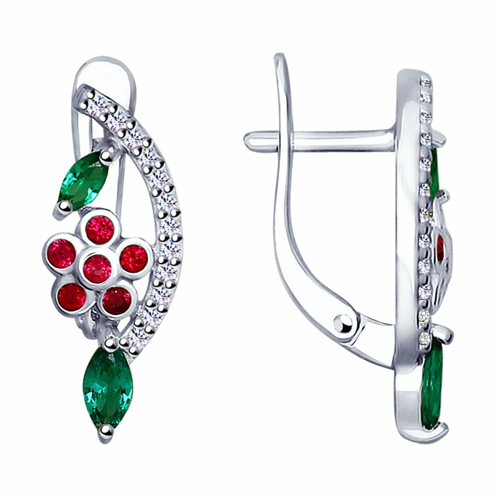 Серьги, серебро, 925 проба, фианит